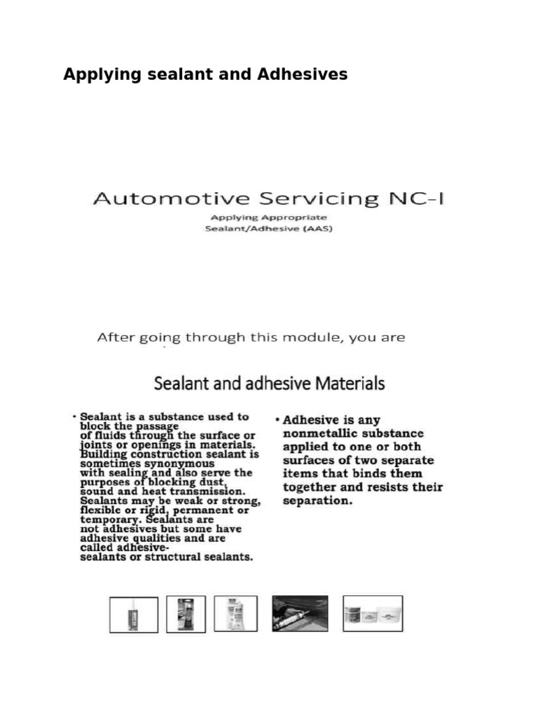 Applying Sealant and Adhesives Automotive Nc2 | PDF