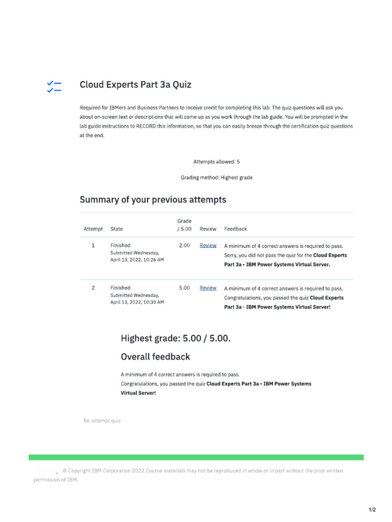 Cloud Experts Part 3a Quiz Attempt Review2 | PDF