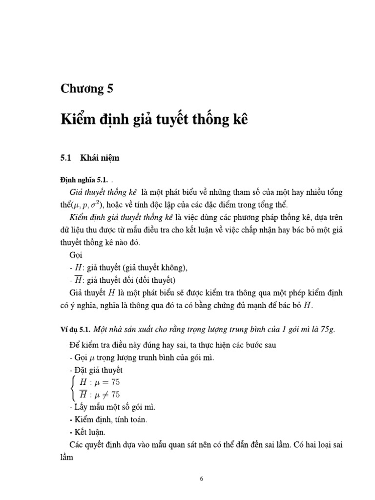 Xac Suat Thong Ke Hoang Duc Thang XSTK Chuong 5. Kiem Dinh Gia Thuyet Thong Ke (Cuuduongthancong ...