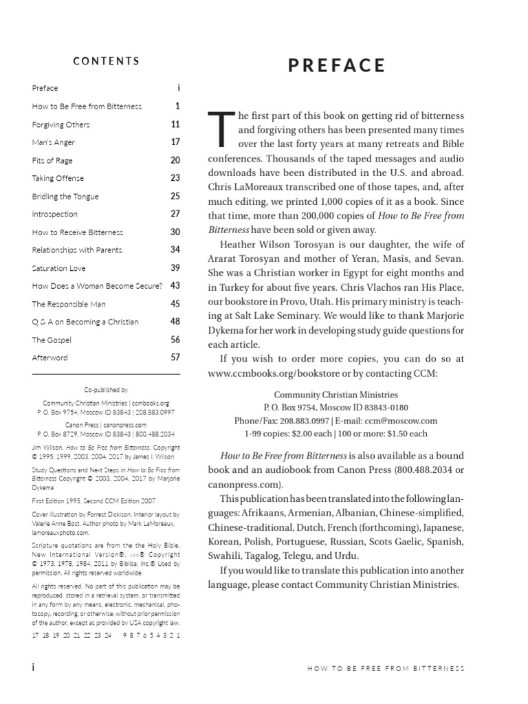 How to be Free from Bitterness - Jim Wilson | PDF | Forgiveness | Jesus