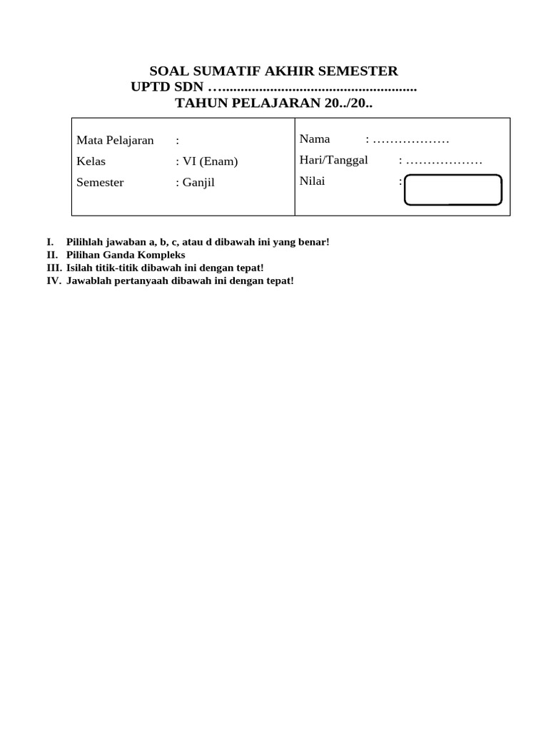 Sumatif Akhir Semester Ski | PDF
