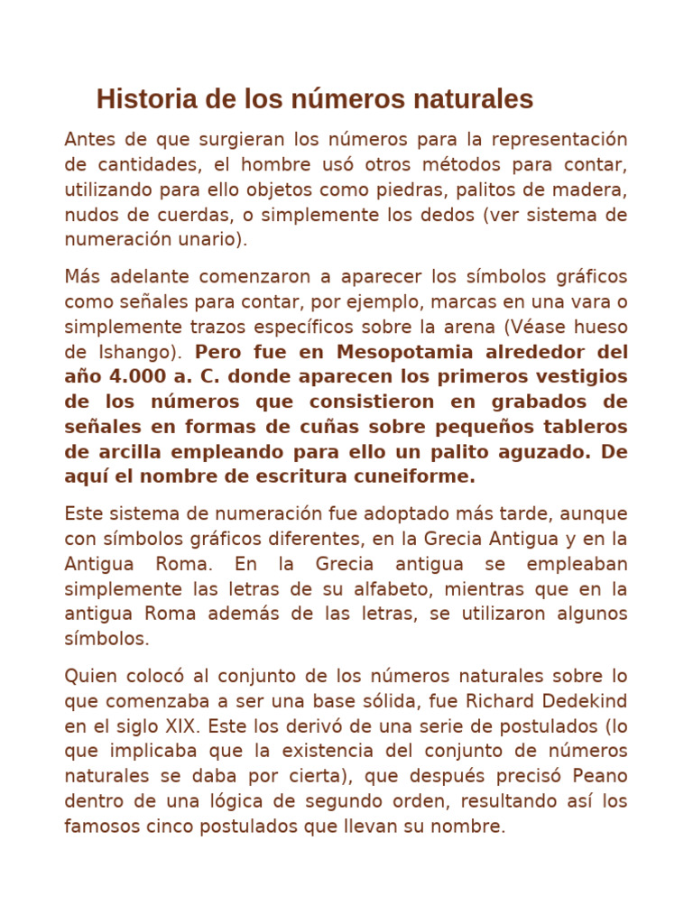Origen y evolución de los números naturales | PDF | Número natural ...