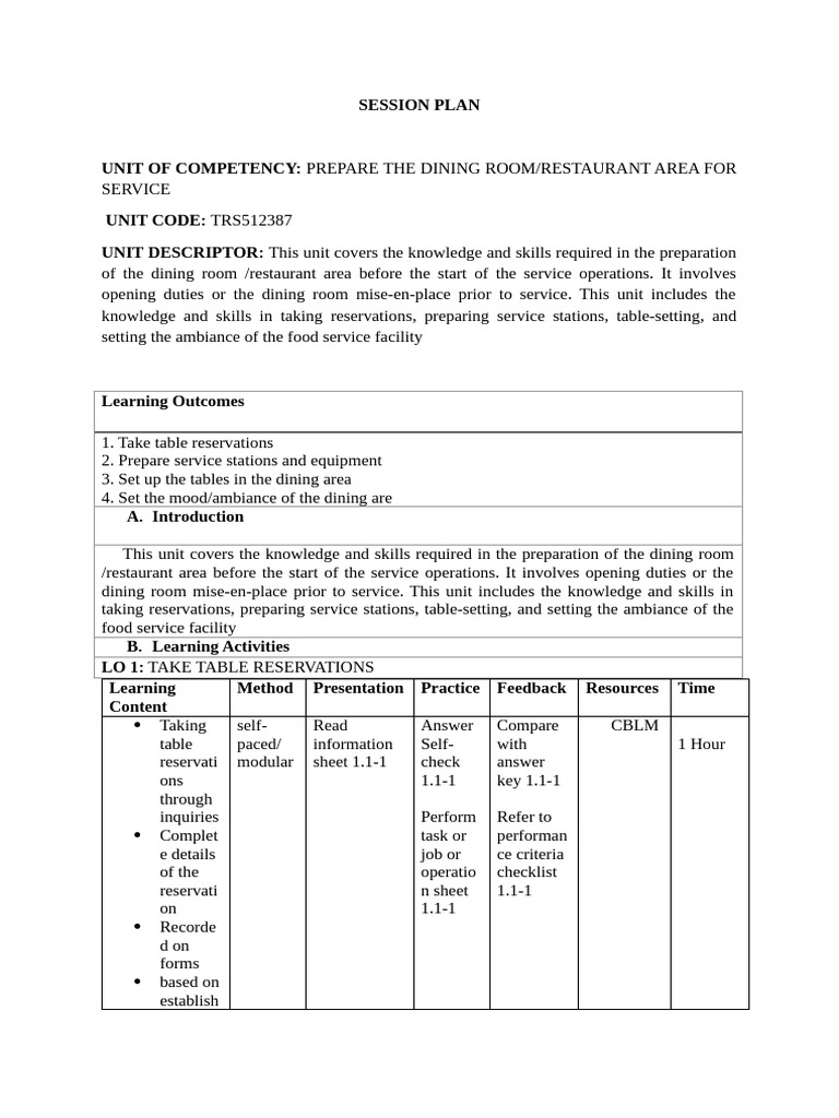 Session Plan | PDF | Behavior Modification | Learning