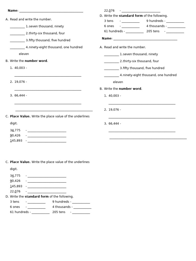 Worksheet Grade 3 | PDF