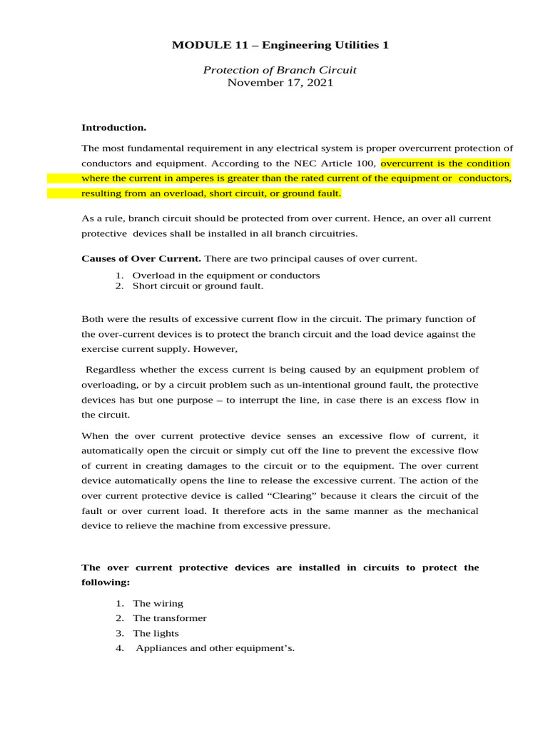 Module-11-Protection-of-the-Branch-Circuit | PDF | Fuse (Electrical ...