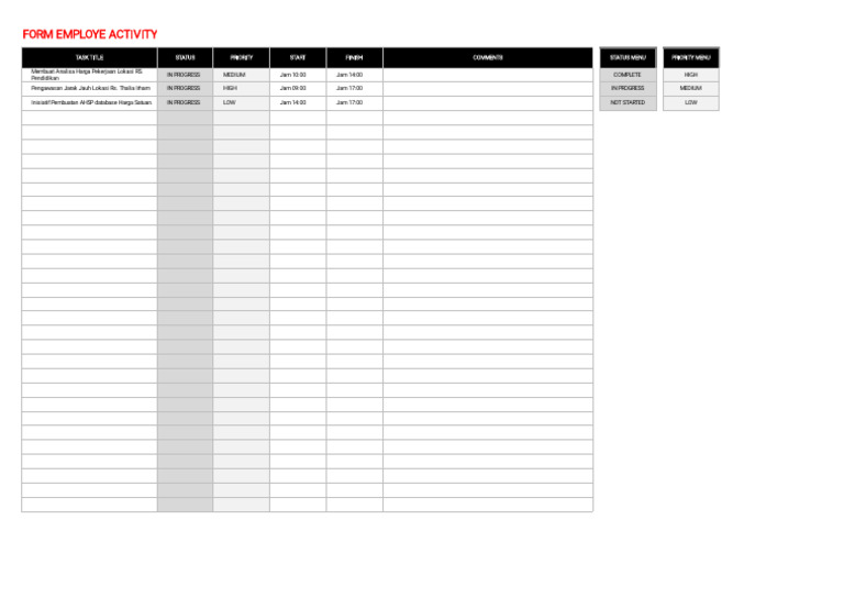 Form Employe Activity | PDF