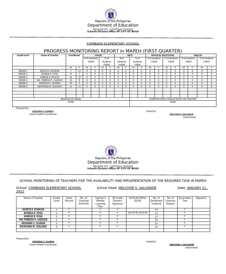 1Q Progress-Monitoring-Report | PDF