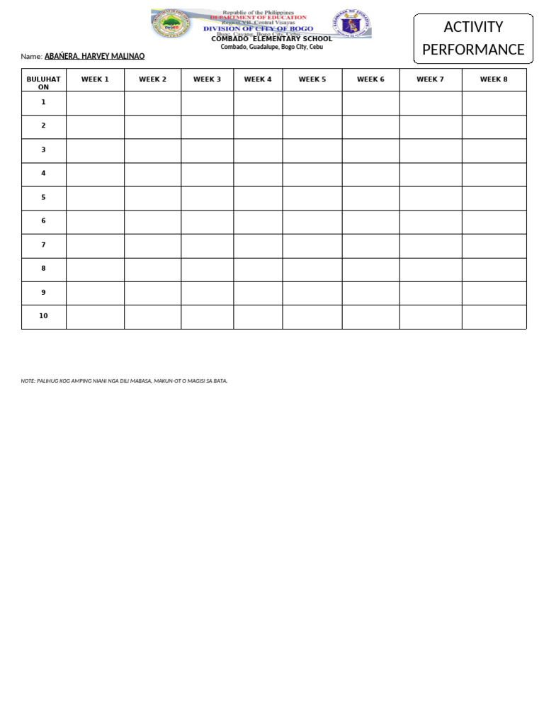 ACTIVITY PERFORMANCE | PDF