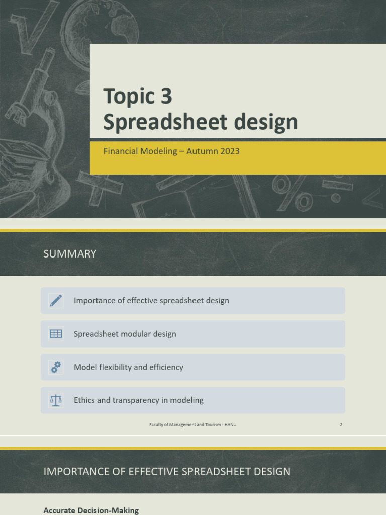 Topic 3 Spreadsheet Design | PDF | Spreadsheet | Algorithms
