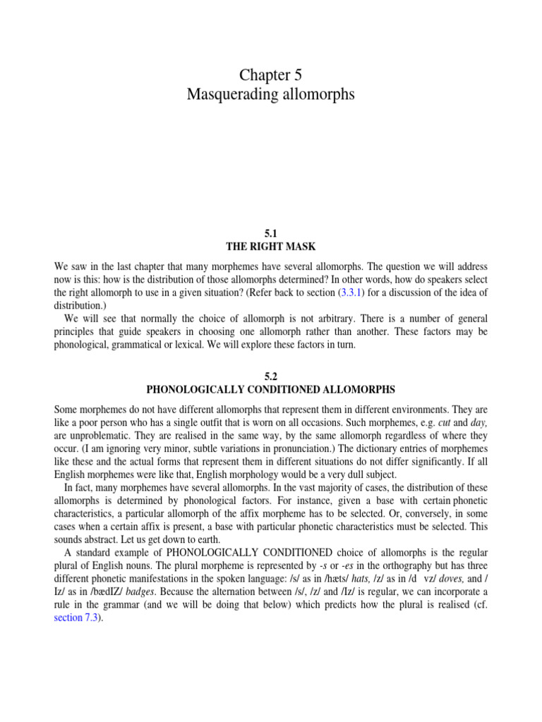 Phonologically Conditioned Allomorphs | PDF | Phonology | Human Voice