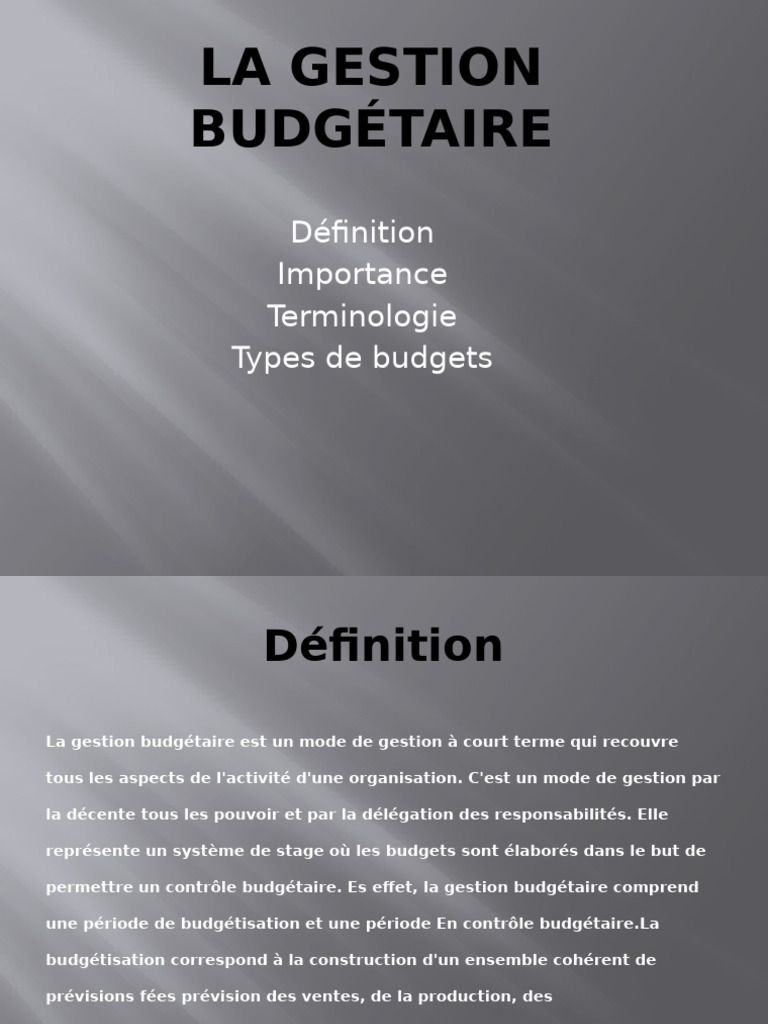 La Gestion Budgétaire | PDF | Budget | Investir