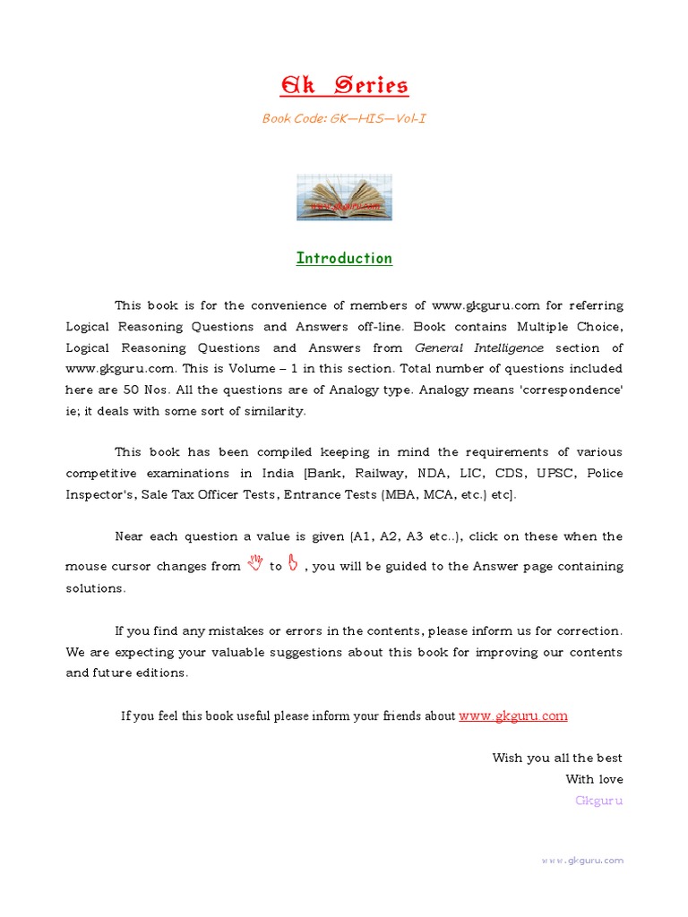 GK Series: Book Code: GK HIS Vol-I | PDF