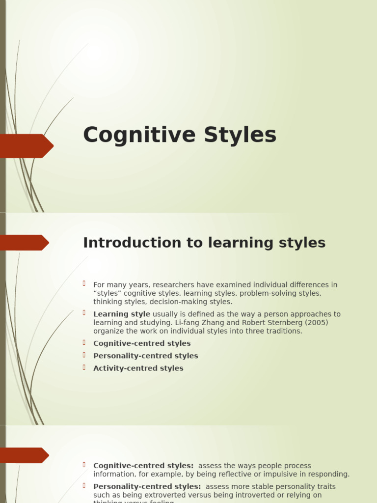 Cognitive Styles 29102024 110553am | PDF | Learning | Individualized ...