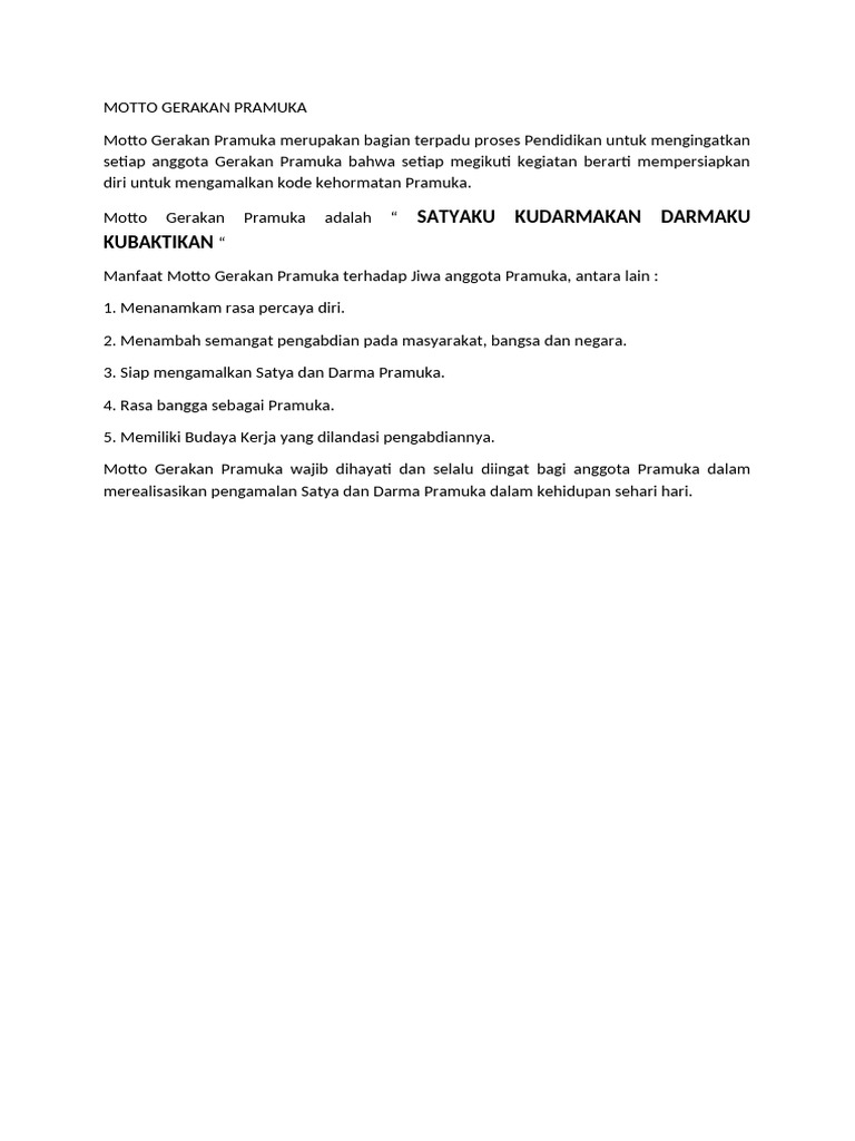 Motto Gerakan Pramuka | PDF