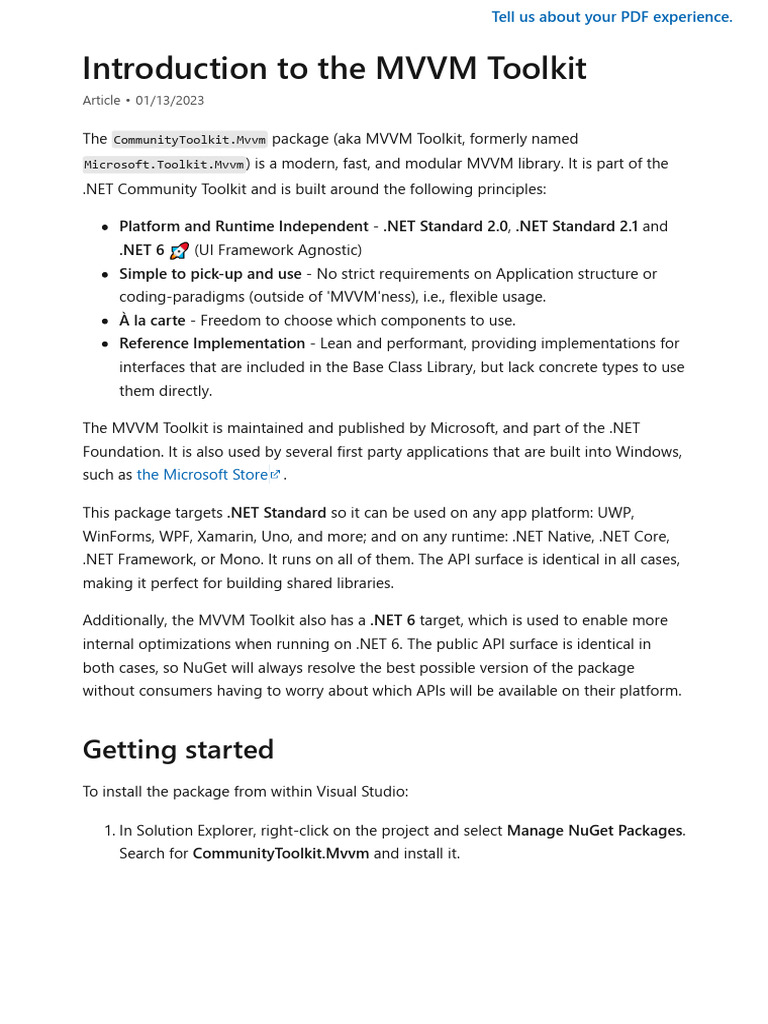 Dotnet Communitytoolkit MVVM - Wei Zhi | PDF | C Sharp (Programming Language) | Method (Computer ...