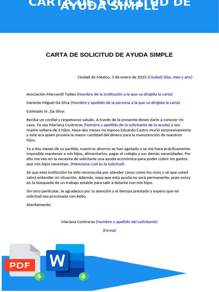 Carta de Solicitud de Ayuda Simple | PDF