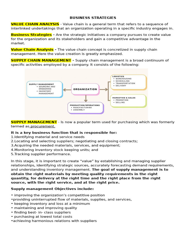BUSINESS STRATEGIES | PDF | Procurement | Supply Chain