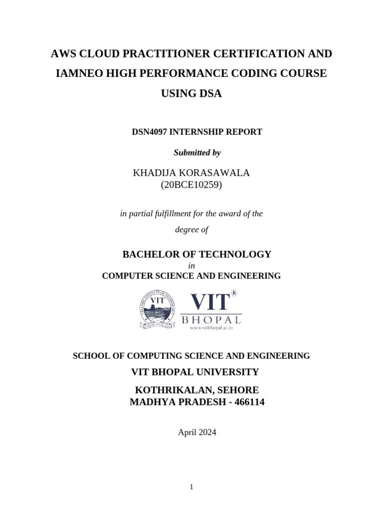 DSN4097 Internship Report | PDF | Amazon Web Services | Cloud Computing