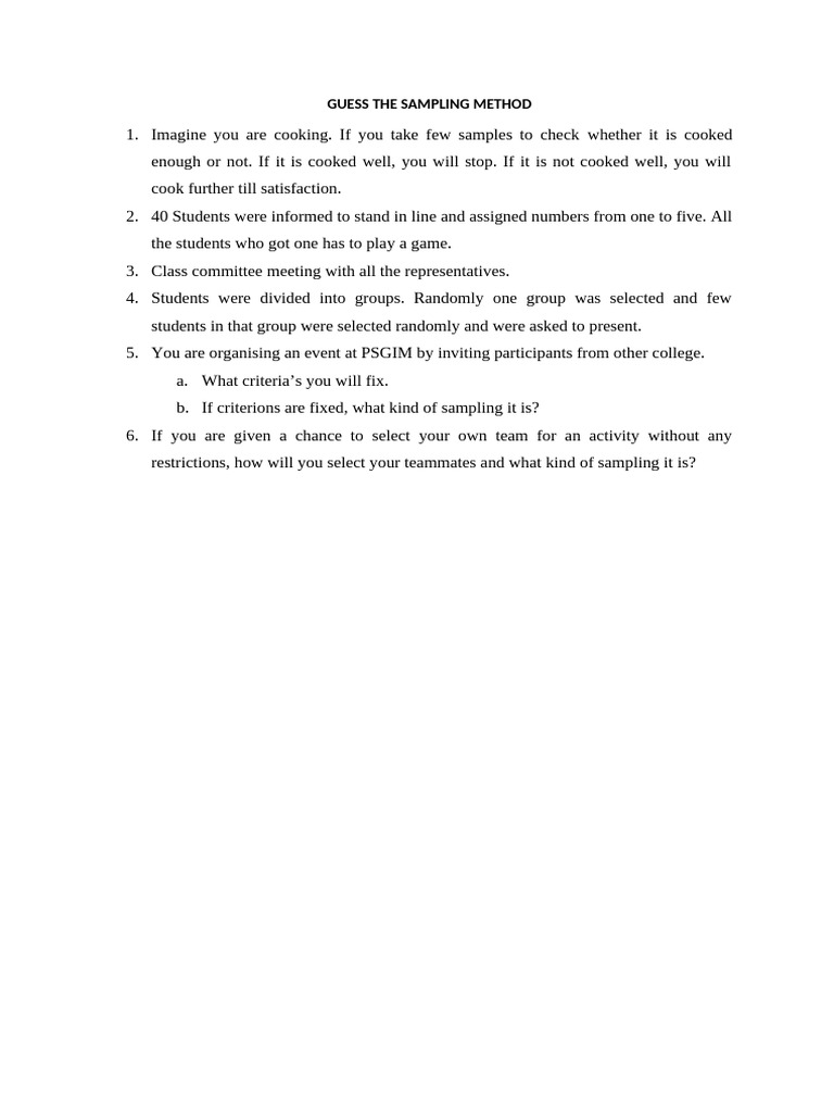 Guess the Sampling Methods | PDF