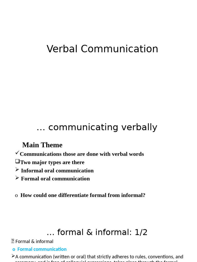 Types of Verbal Communication Explained | PDF | Communication | Human ...
