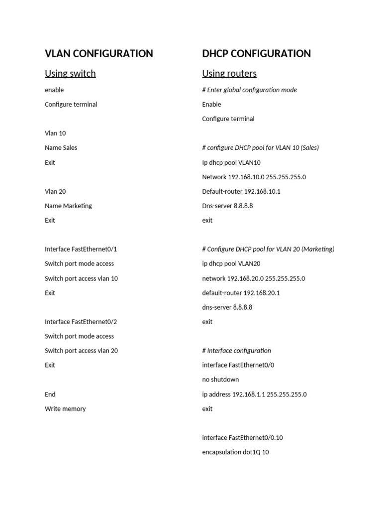 VLAN CONFIGURATION | PDF