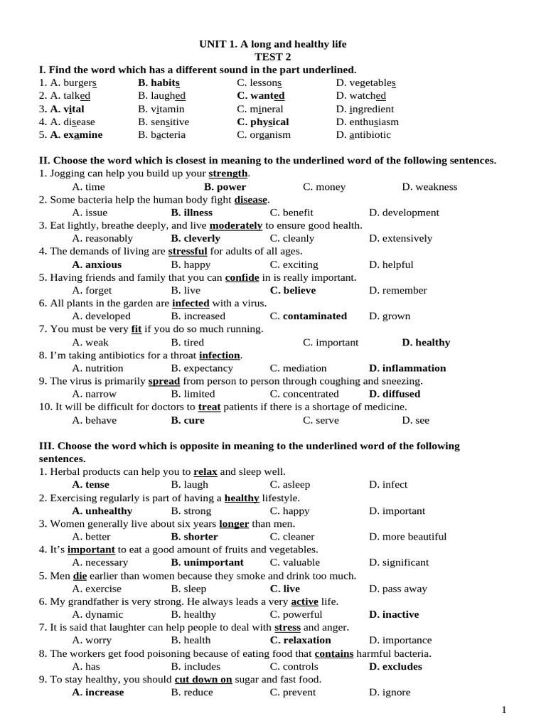 ĐỀ KIỂM TRA TIẾNG ANH 11 GLOBAL SUCCESS TEST UNIT 1 TEST 2 | PDF ...