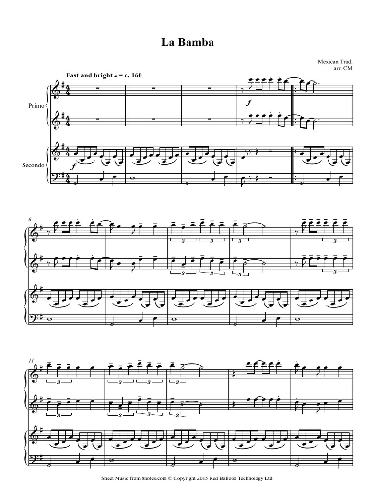 La Bamba Piano Duet | PDF