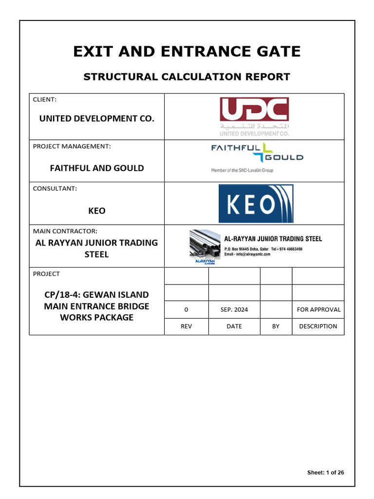 Exit and Entrance Gate Calculation Reprot | PDF | Strength Of Materials ...