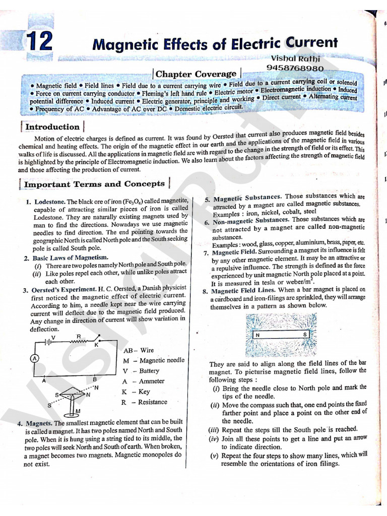 CH 12 Magnetic Effects of Electric Current | PDF