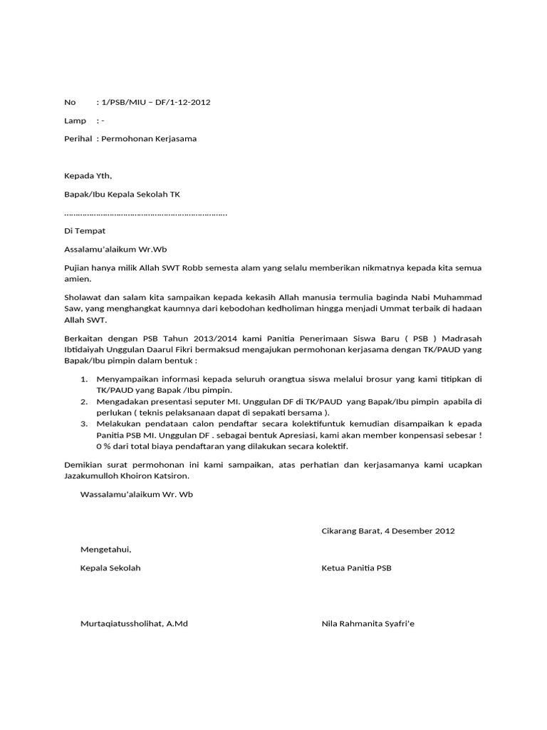 Surat PSB MI 2013 | PDF