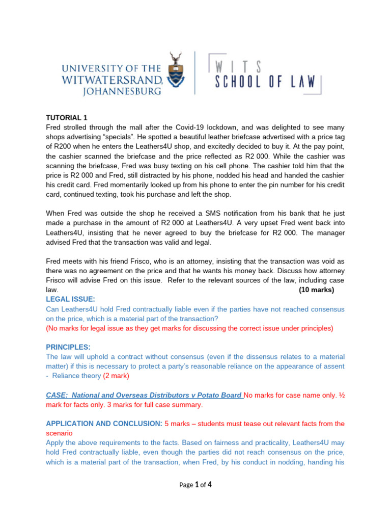 Topic 4 Answer Guides For Tutorials 1, 4 and 6 | PDF ...