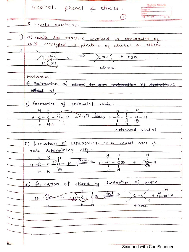 alcohol phenol ether assignment Que & Ans | PDF