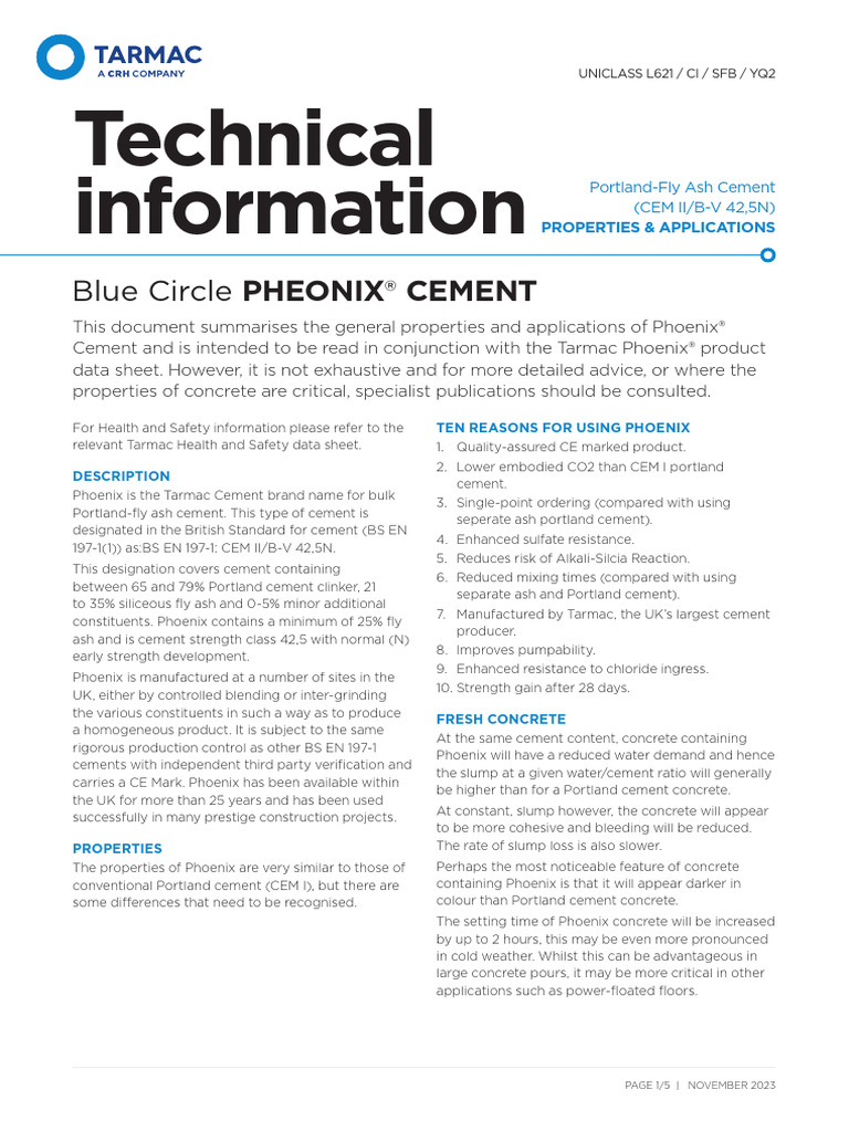 Phoenix Properties and Applications | PDF | Concrete | Cement