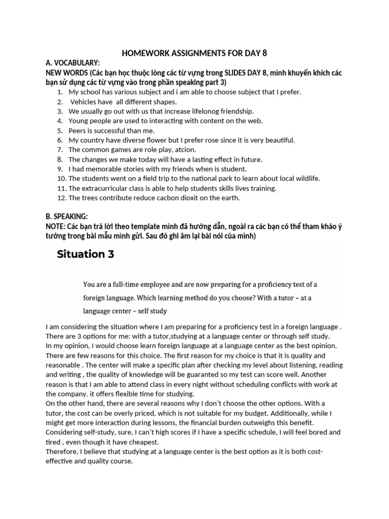 Homework Assignments For Day 8 | PDF | Behavior Modification | Cognition