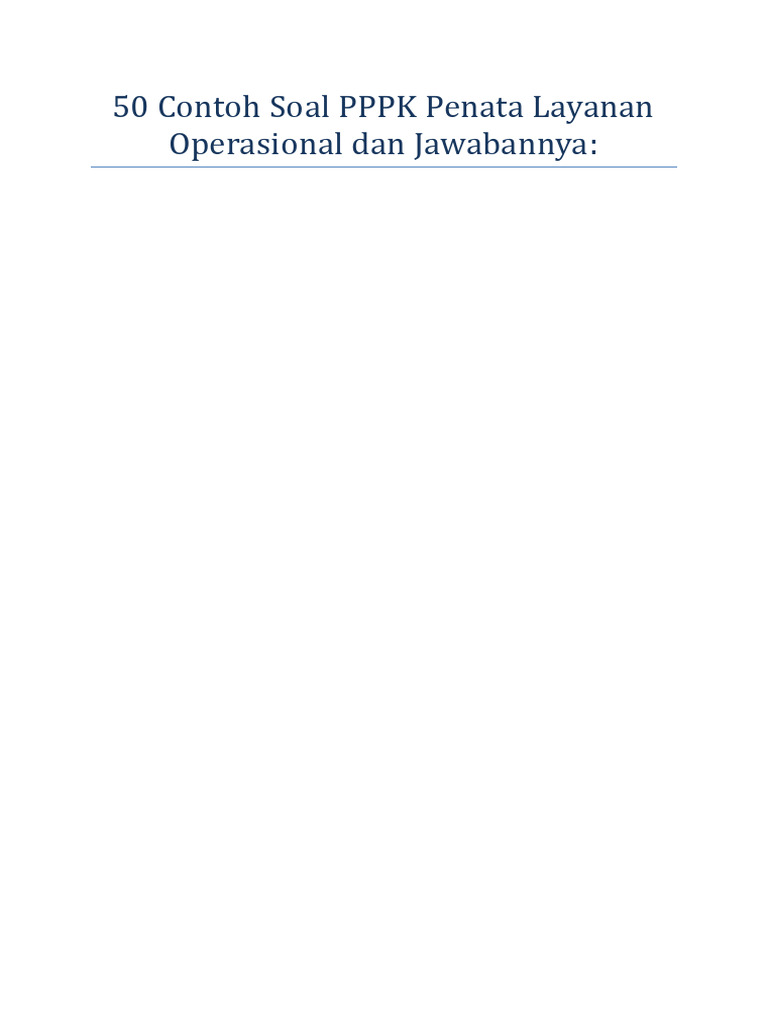 Contoh Soal PPPK Penata Layanan Operasional | PDF