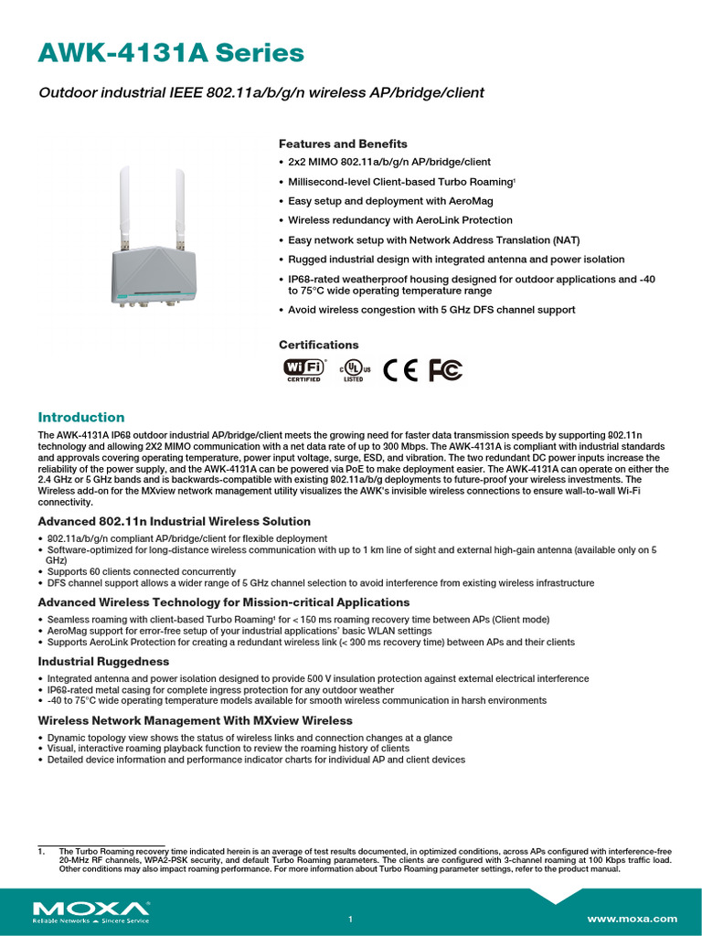 7_moxa-awk-4131a-series-datasheet-v1.12 | PDF | Ieee 802.11 ...