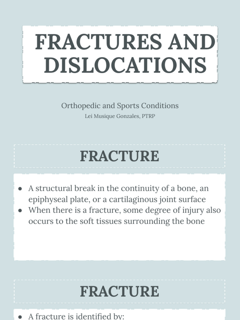 Fractures and Dislocations | PDF | Bone | Injury