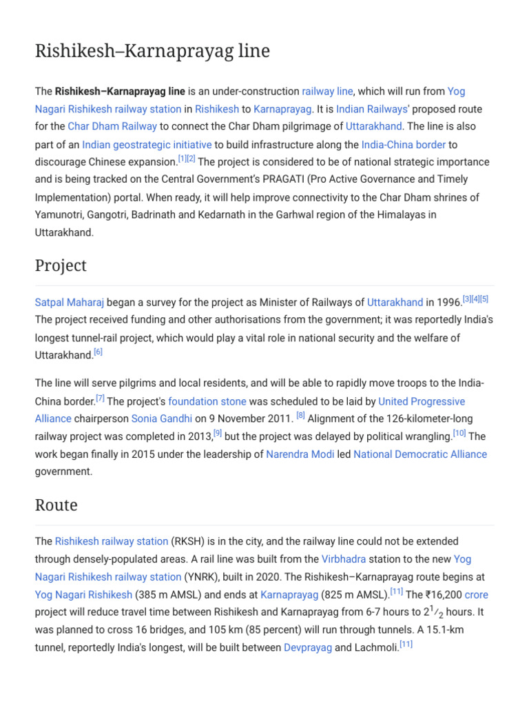 Rishikesh-Karnaprayag Line - Wikipedia | PDF | Rail Transport | Transport