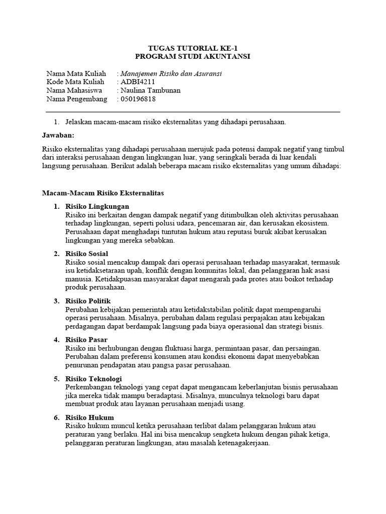 Tugas 1 - Naulina Tambunan - MR | PDF