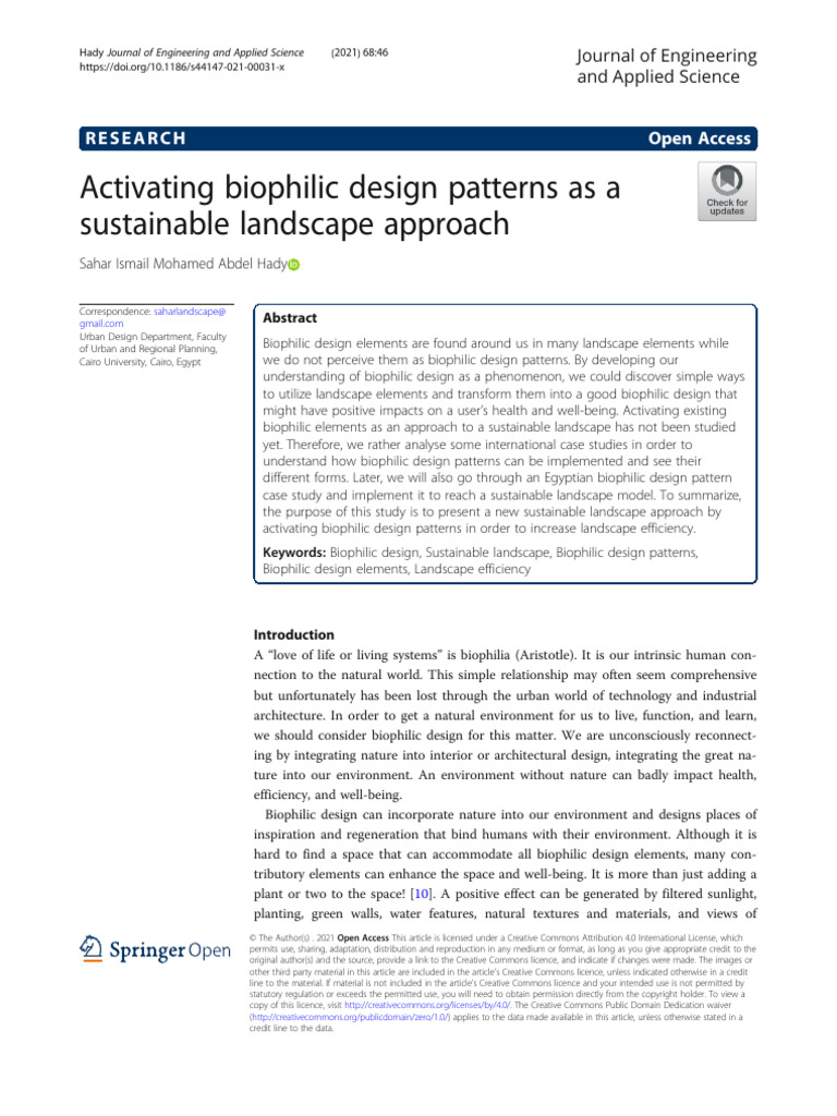 Activating Biophilic Design Patterns As A Sustaina | PDF | Creative ...