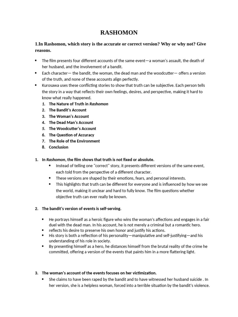 RASHOMON | PDF