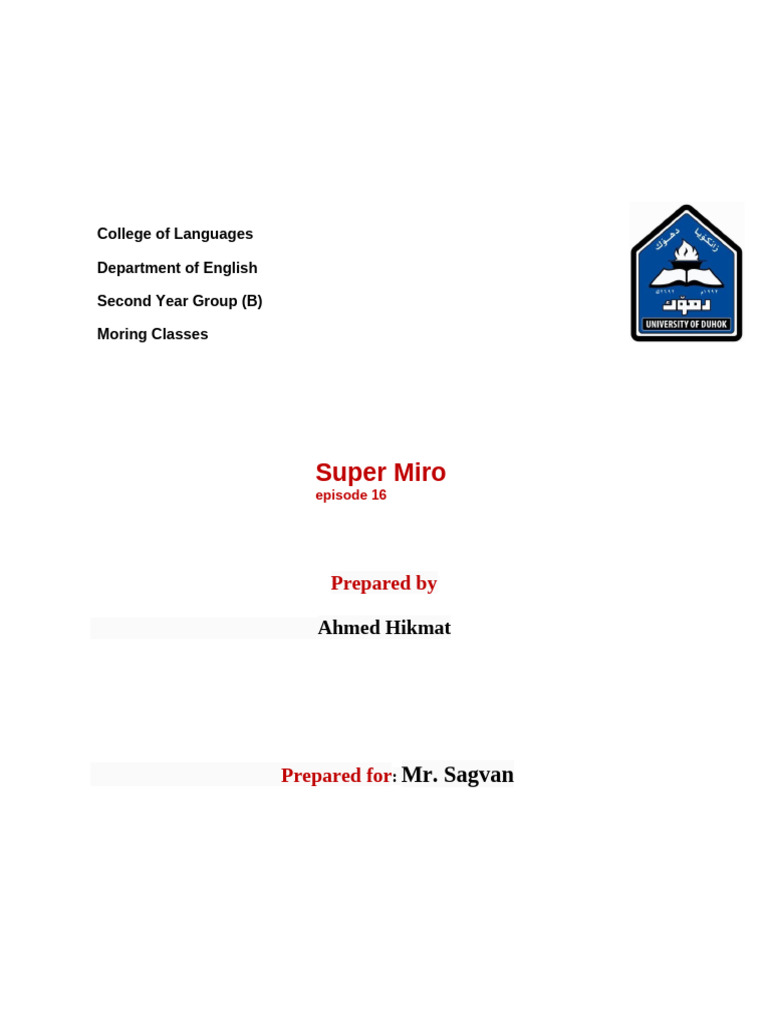 Super Miro by Ahmed | PDF