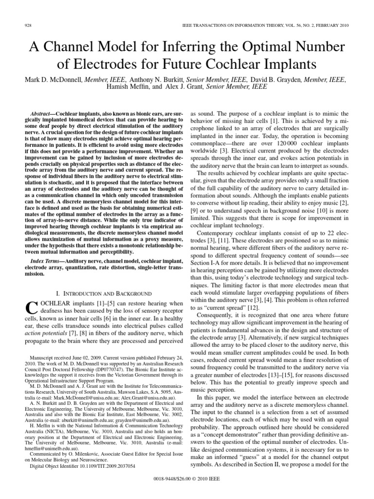 A Channel Model For Inferring The Optimal Number of Electrodes For ...