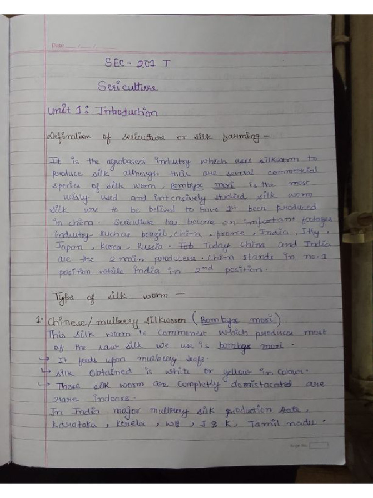 Sericulture Sec Notes | PDF