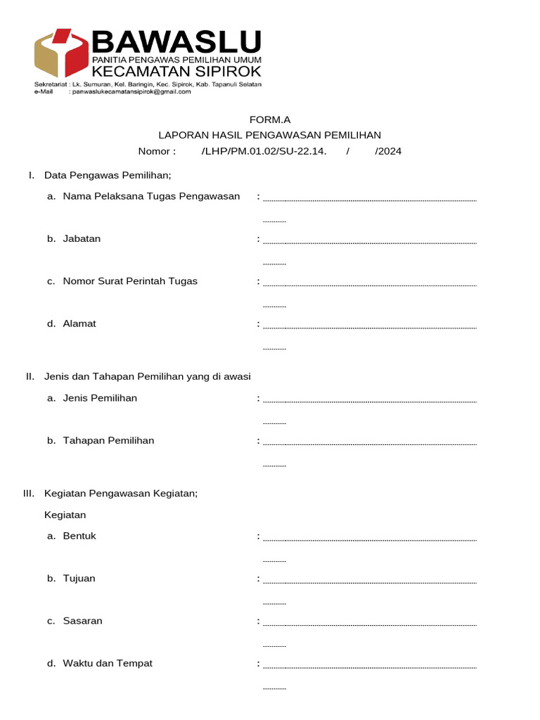 Formulir Model A-Lhp | PDF