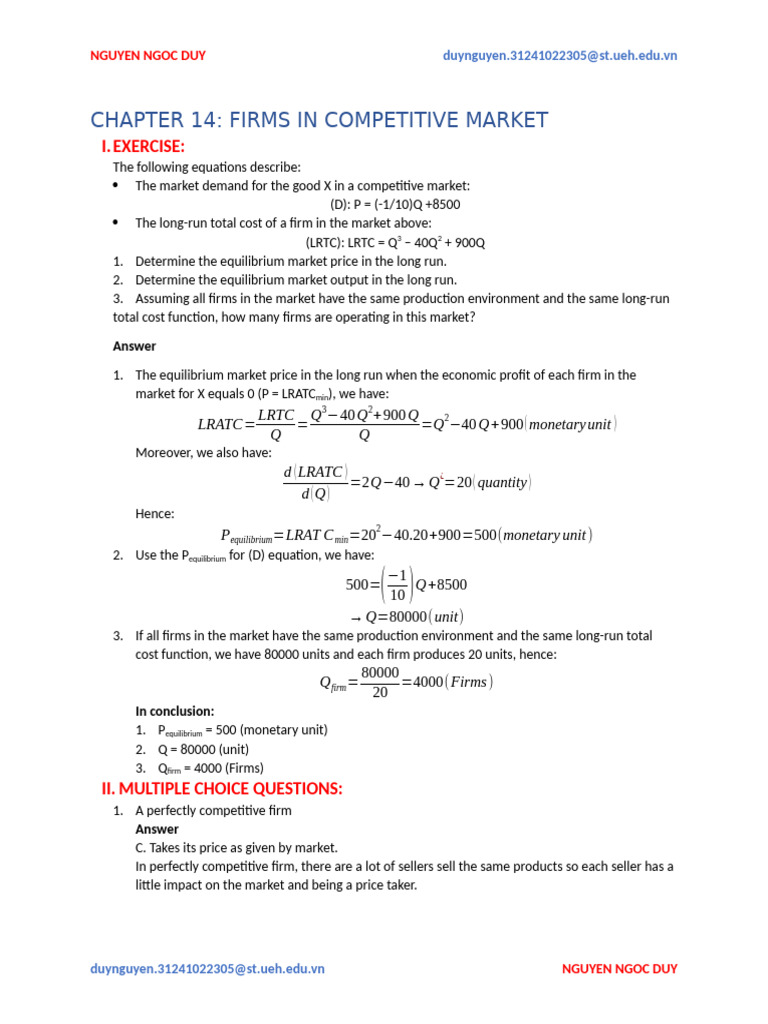 CHAPTER 14 | PDF | Marginal Cost | Economic Equilibrium