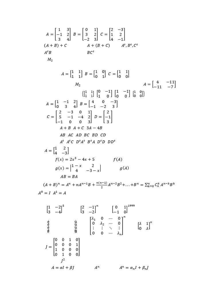 Exercises of Linear Algebra 3 - Edit | PDF | Matrix (Mathematics ...