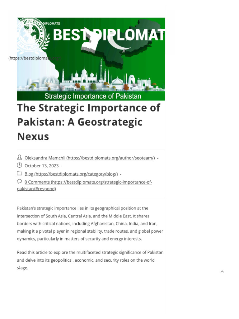 Geo Strategic Pakistan | PDF