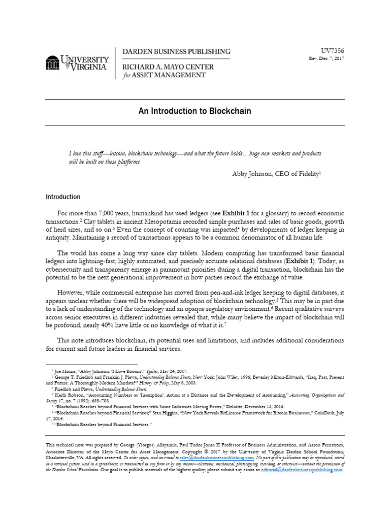 An Introduction to Blockchain | PDF | Bitcoin | Exchange Traded Fund