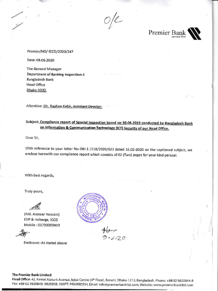 First Compliance - BB - ICTAudit-2019 - Received | PDF